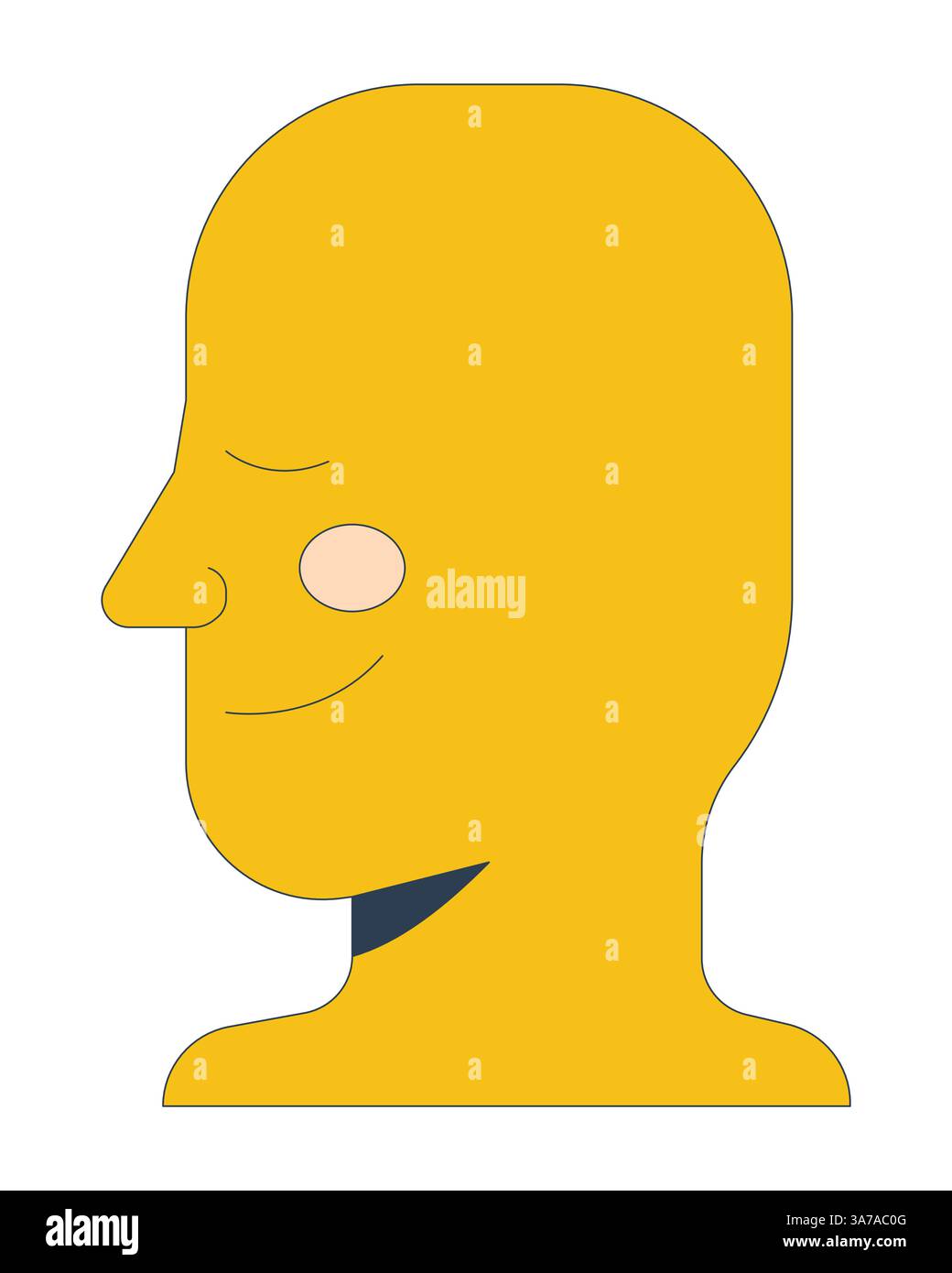 Peaceful minimalist human face in side profile 2D cartoon character ...