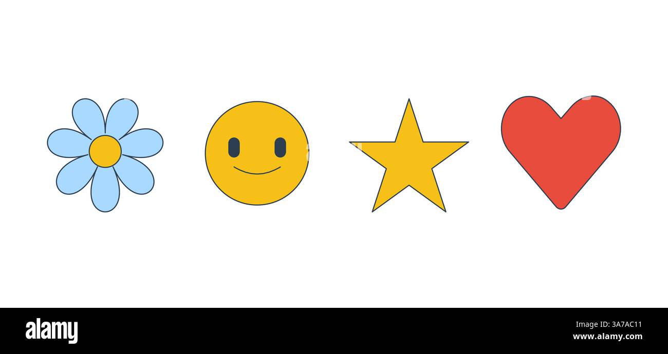 Positive symbols 2D cartoon objects set Stock Vector Image & Art - Alamy