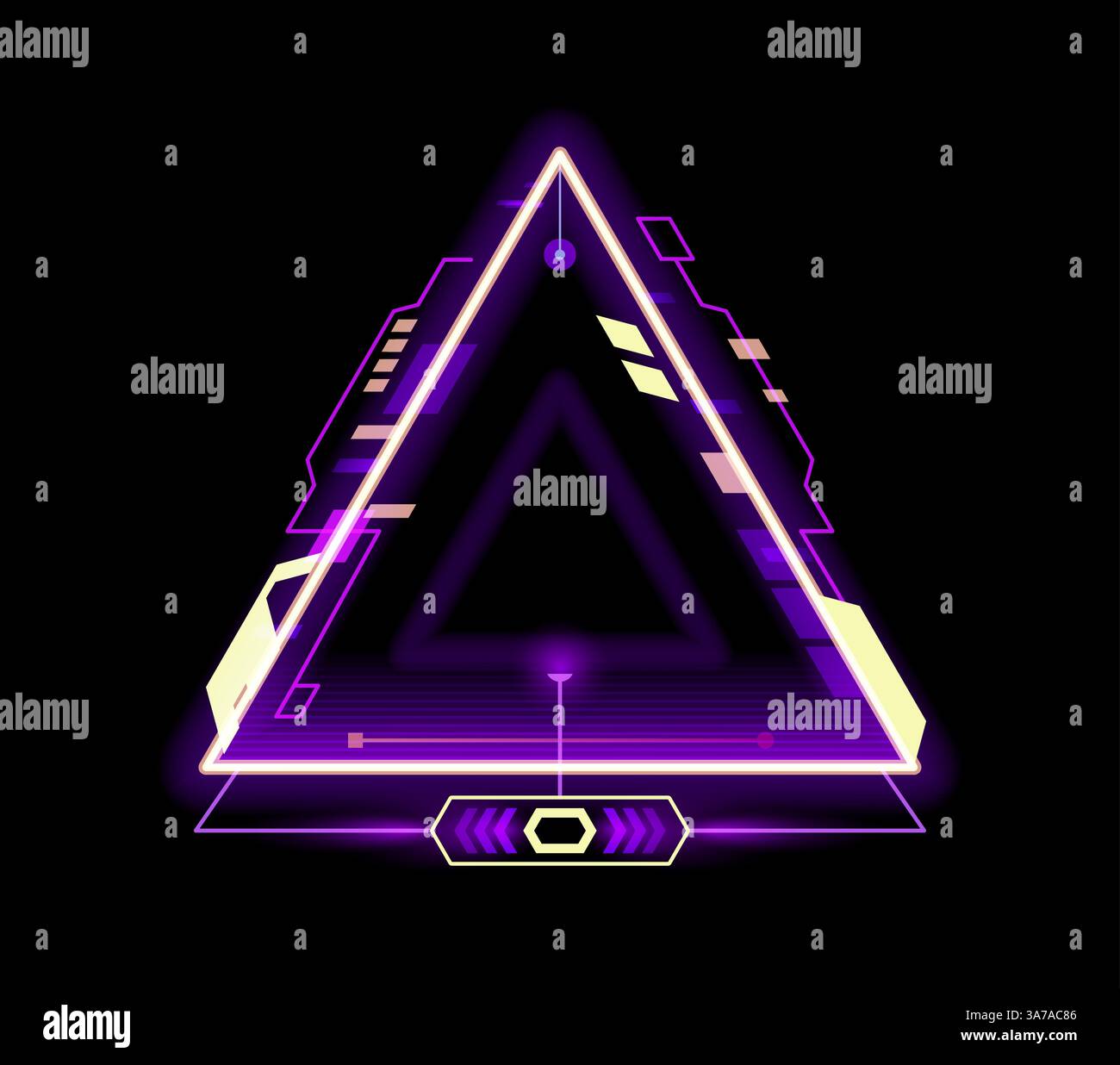Computer game futuristic neon HUD design frame. Mobile gaming cyber led ...