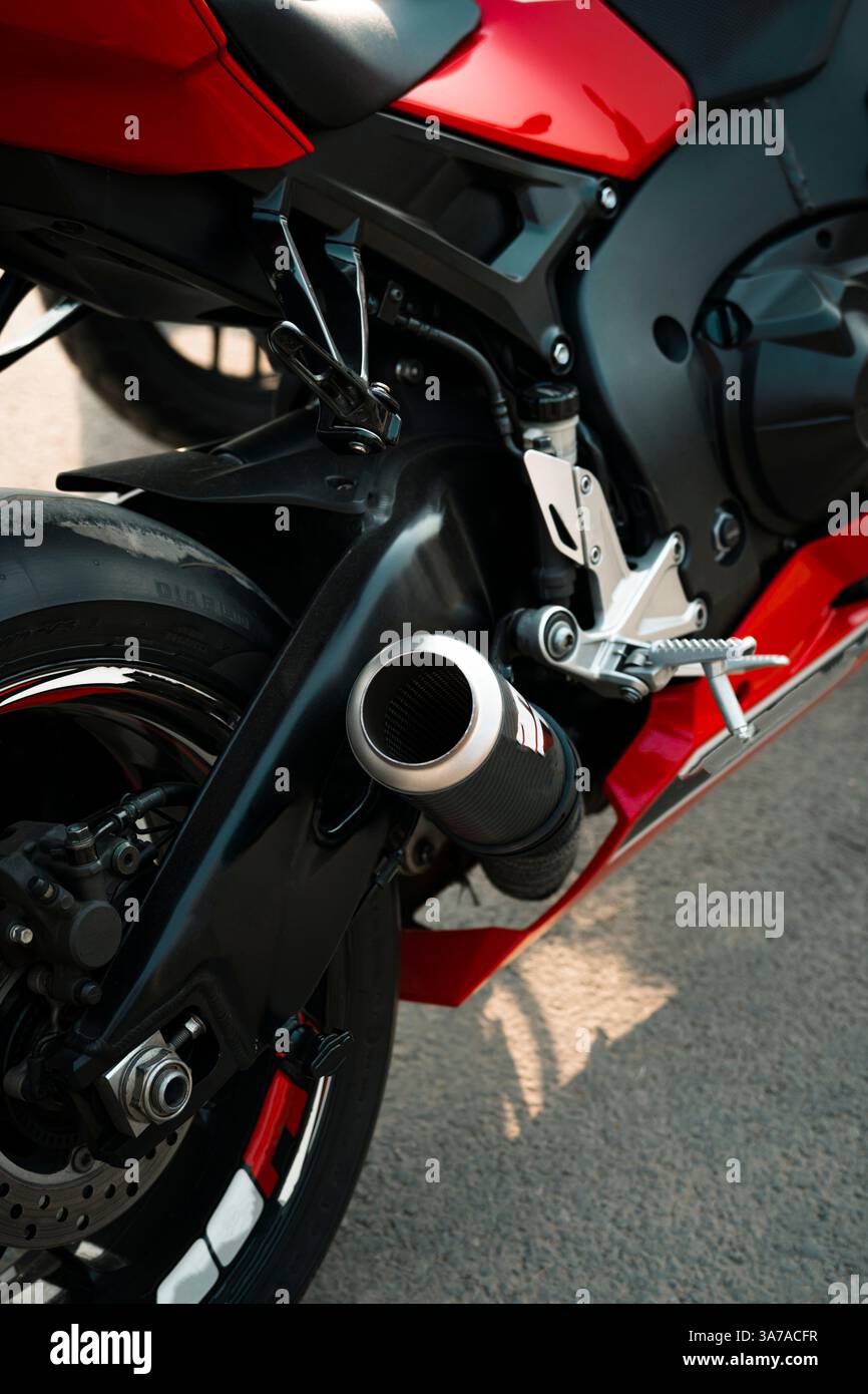 A detailed close-up of a heavy bike's backside, highlighting its ...