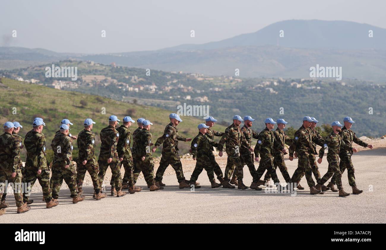 Irish Troops on parade at Camp Shamrock near the border with Lebanon ...