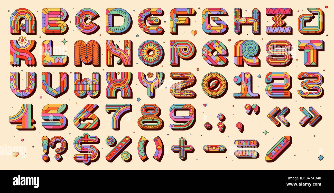 Groovy font, hippie funky typeface, retro letters type, english ...