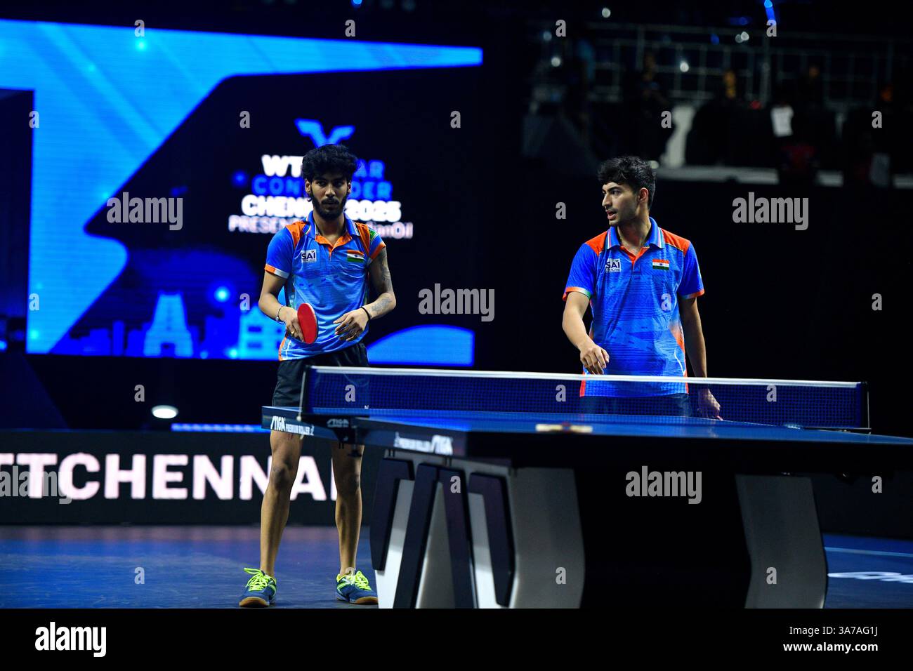 Chennai, India. 26th March, 2025. Indian pair Ankur Bhattacharjee and ...