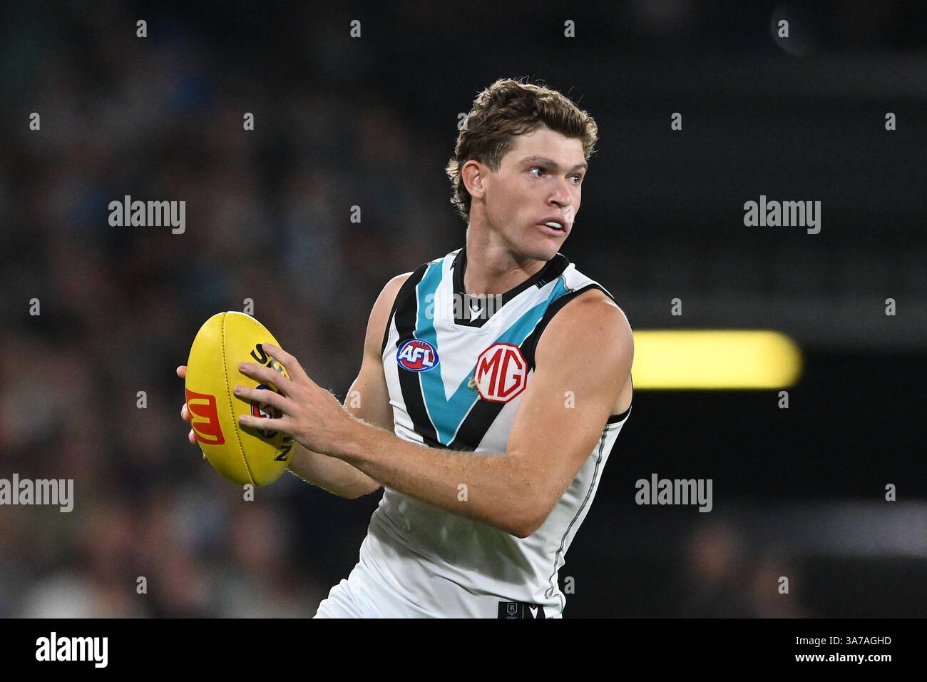 Melbourne, Australia. 27th Mar, 2025. Mitch Georgiades of Port Adelaide ...