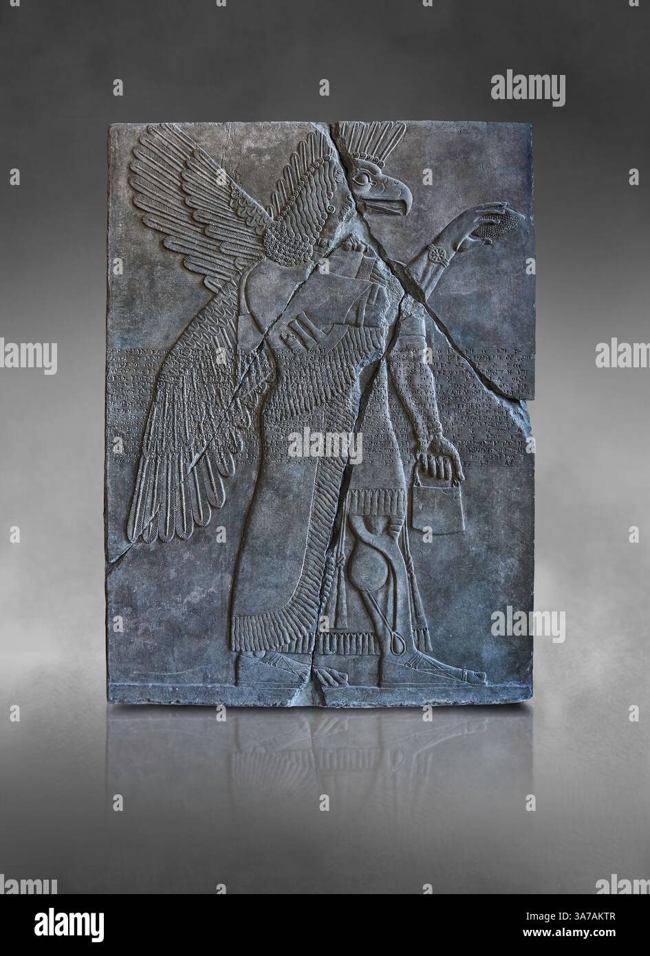 Ancient Neo Assyrian alabaster palace relief sculpture depicting Niroch ...