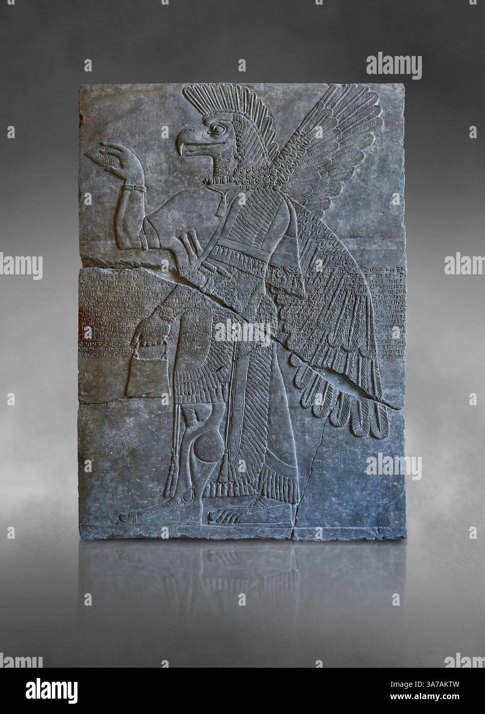 Ancient Neo Assyrian alabaster palace relief sculpture depicting Niroch ...
