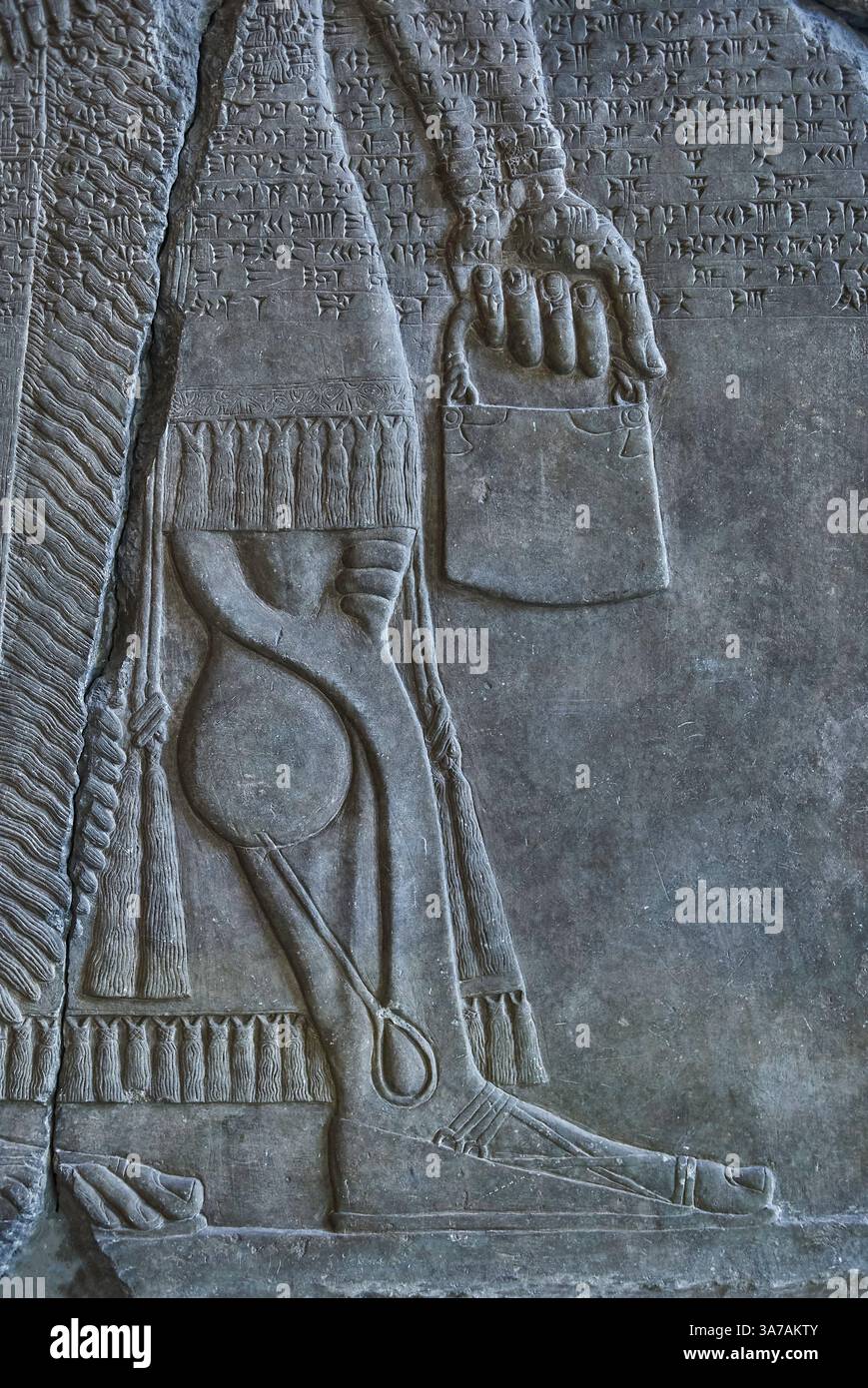 Ancient Neo Assyrian alabaster palace relief sculpture depicting Niroch ...