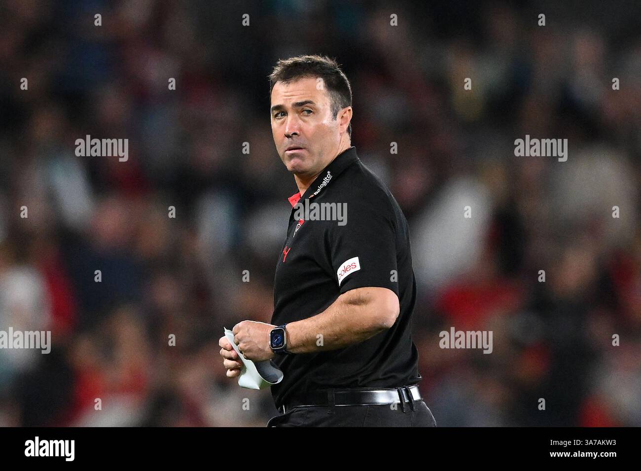 Essendon Bombers head coach Brad Scott looks on during the AFL Round 3 ...