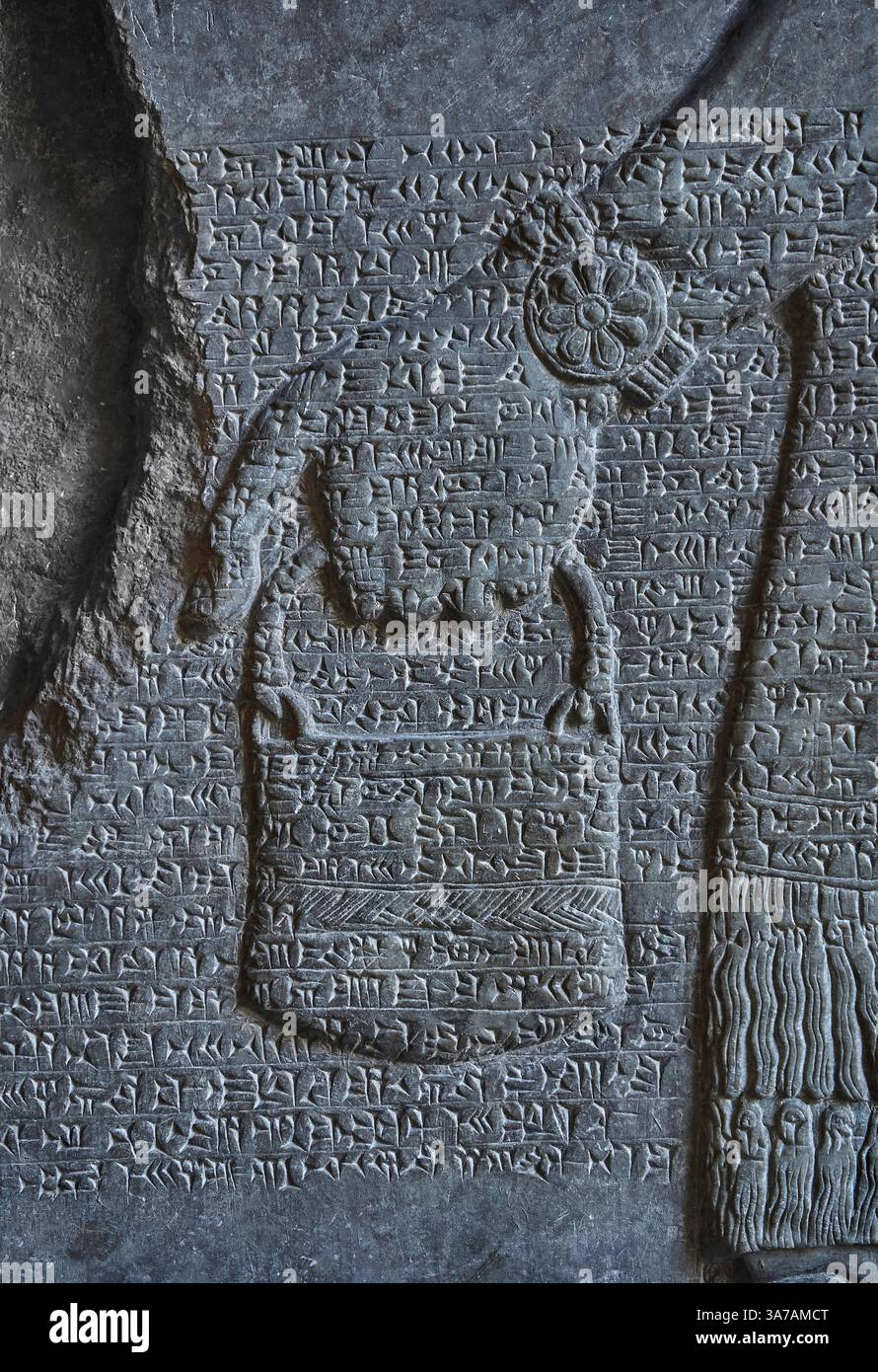 Ancient Neo Assyrian palace relief sculpture depicting a bearded Winged ...