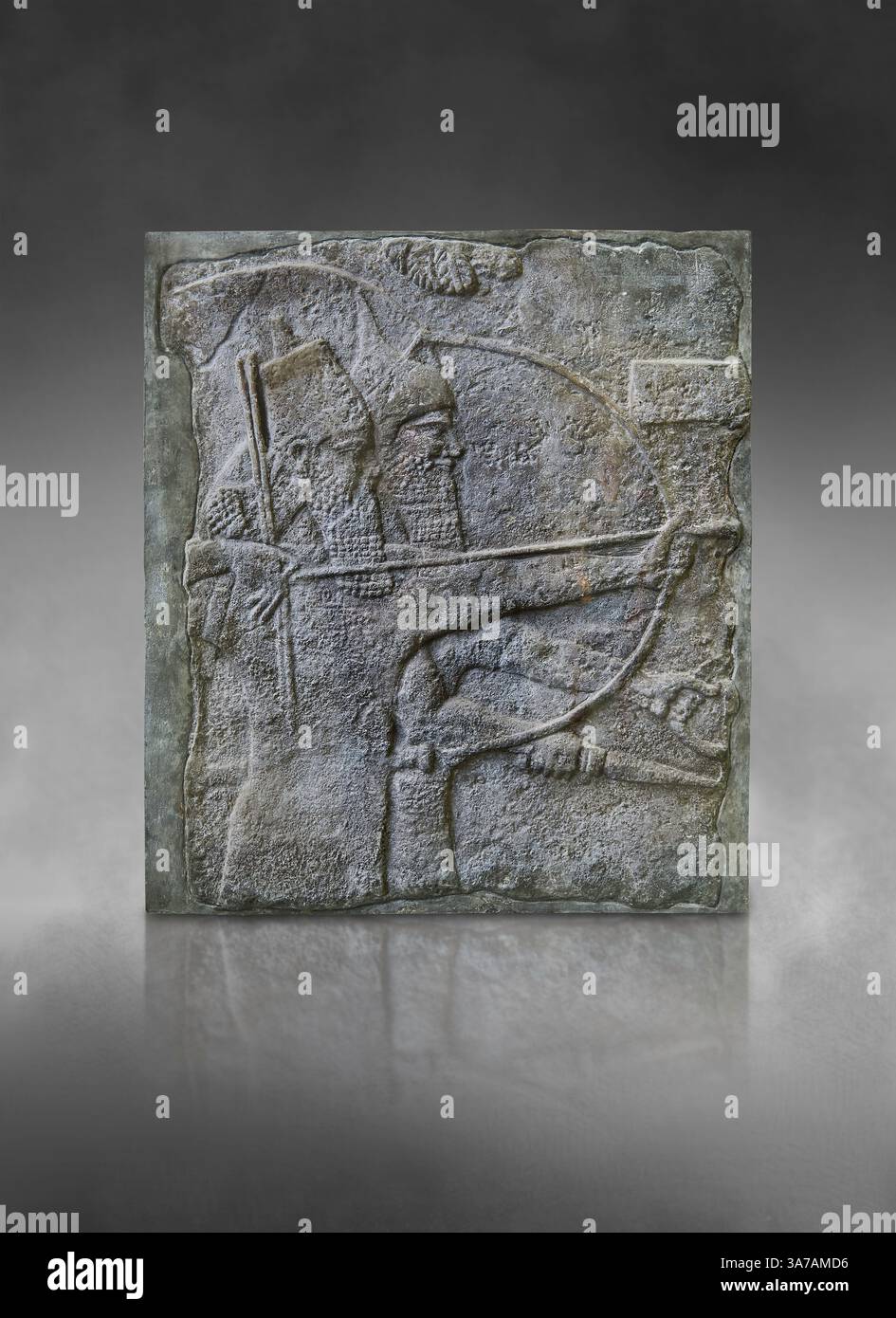 Ancient Neo Assyrian alabaster palace relief sculpture depicting king ...