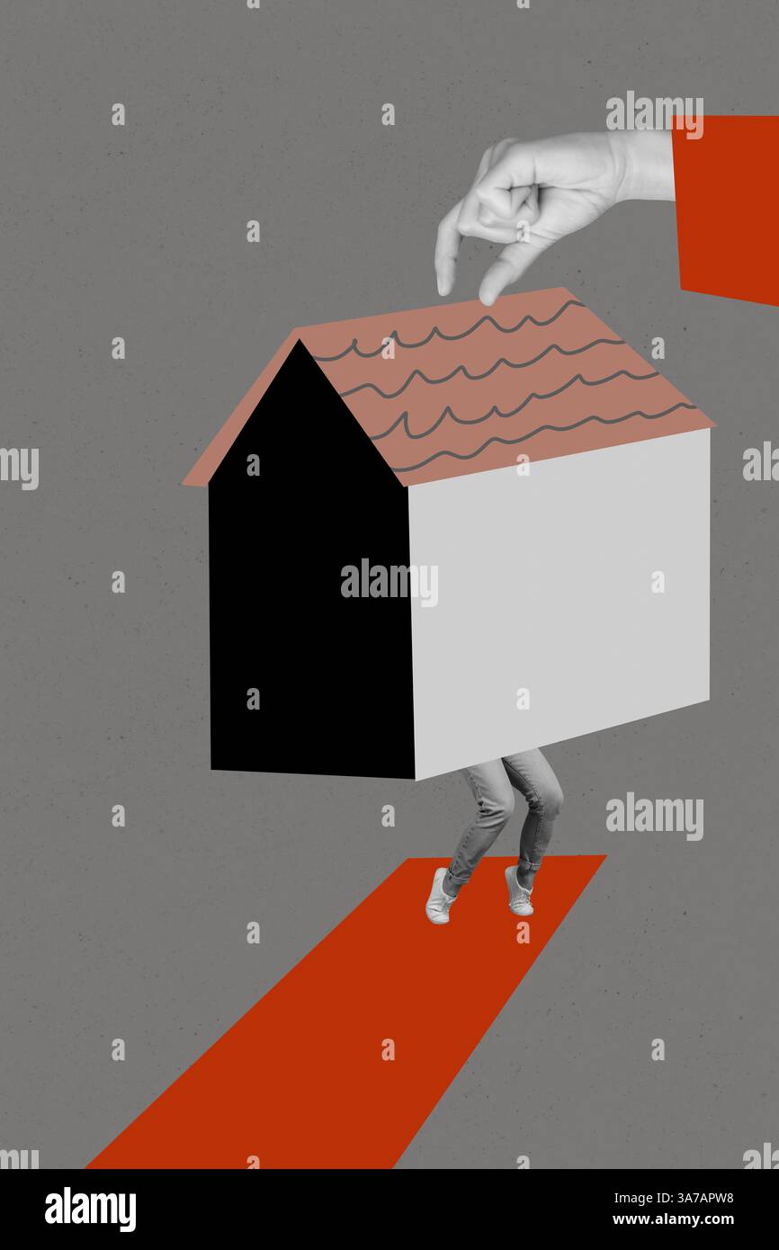 Art image vertical photo collage of anonym human instead body house ...