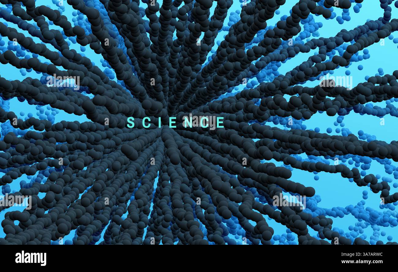 Point explode. Array with dynamic emitted particles. 3d technology style. Abstract background ...