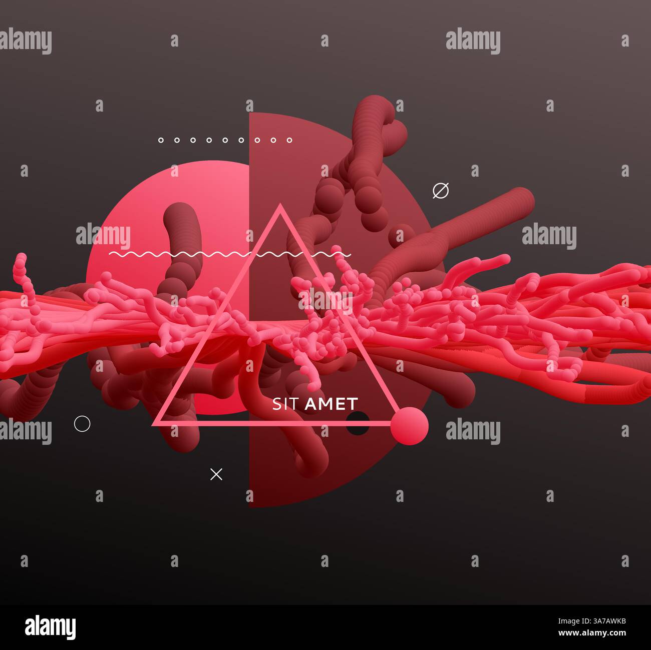 Small particles strive out of center. Floating liquid blobs. Abstract ...