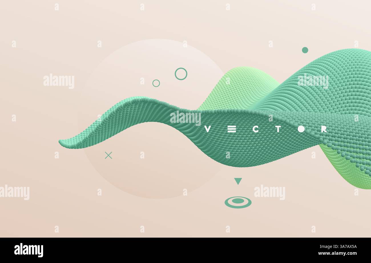 3D wavy background. A wave formed from many spheres. Abstract vector illustration for poster ...