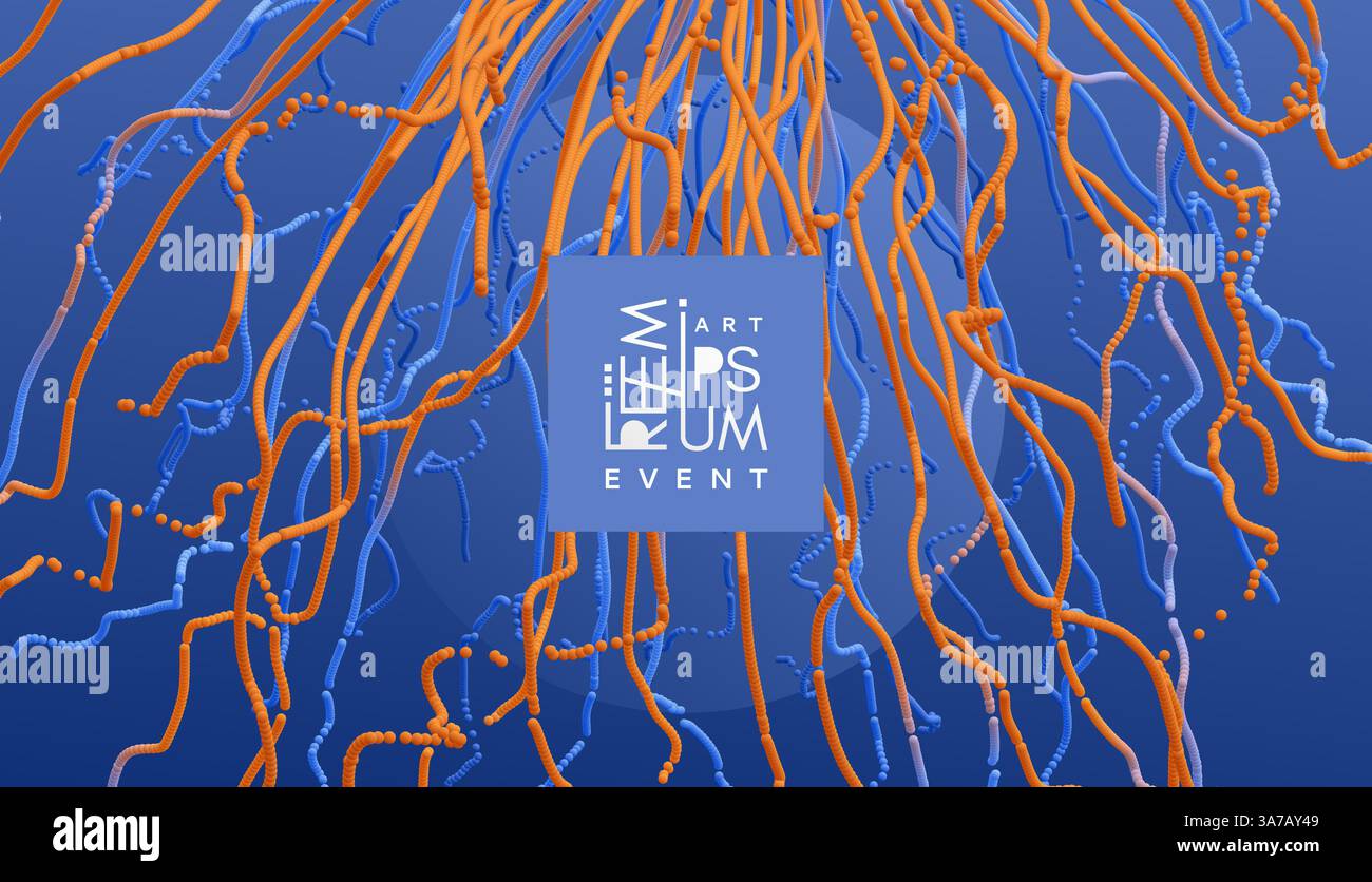 Connection structure with dynamic particles. Abstract background with ...