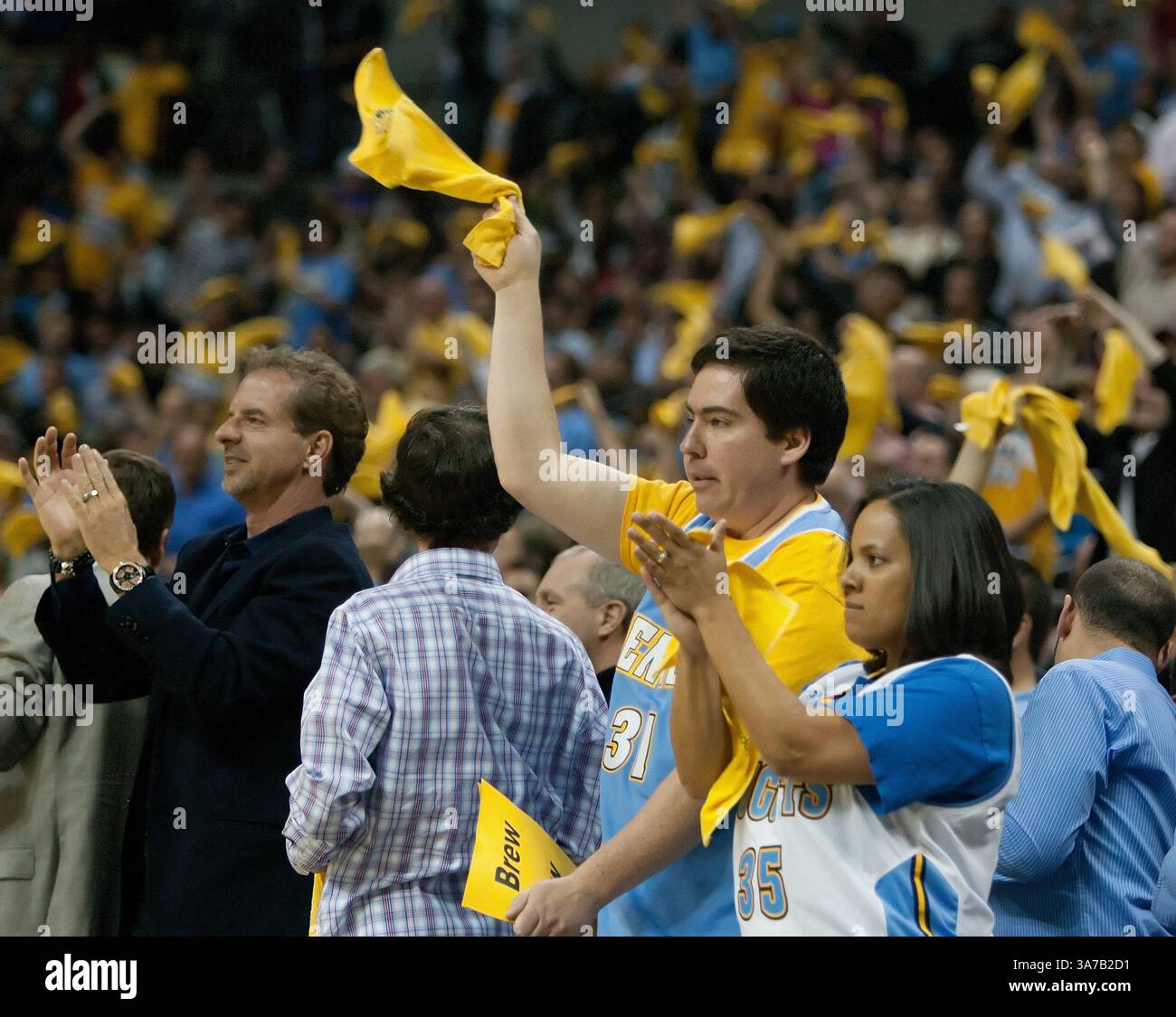 April 30, 2013 - Denver, Colorado, U.S - Denver Nuggets fans celebrate ...