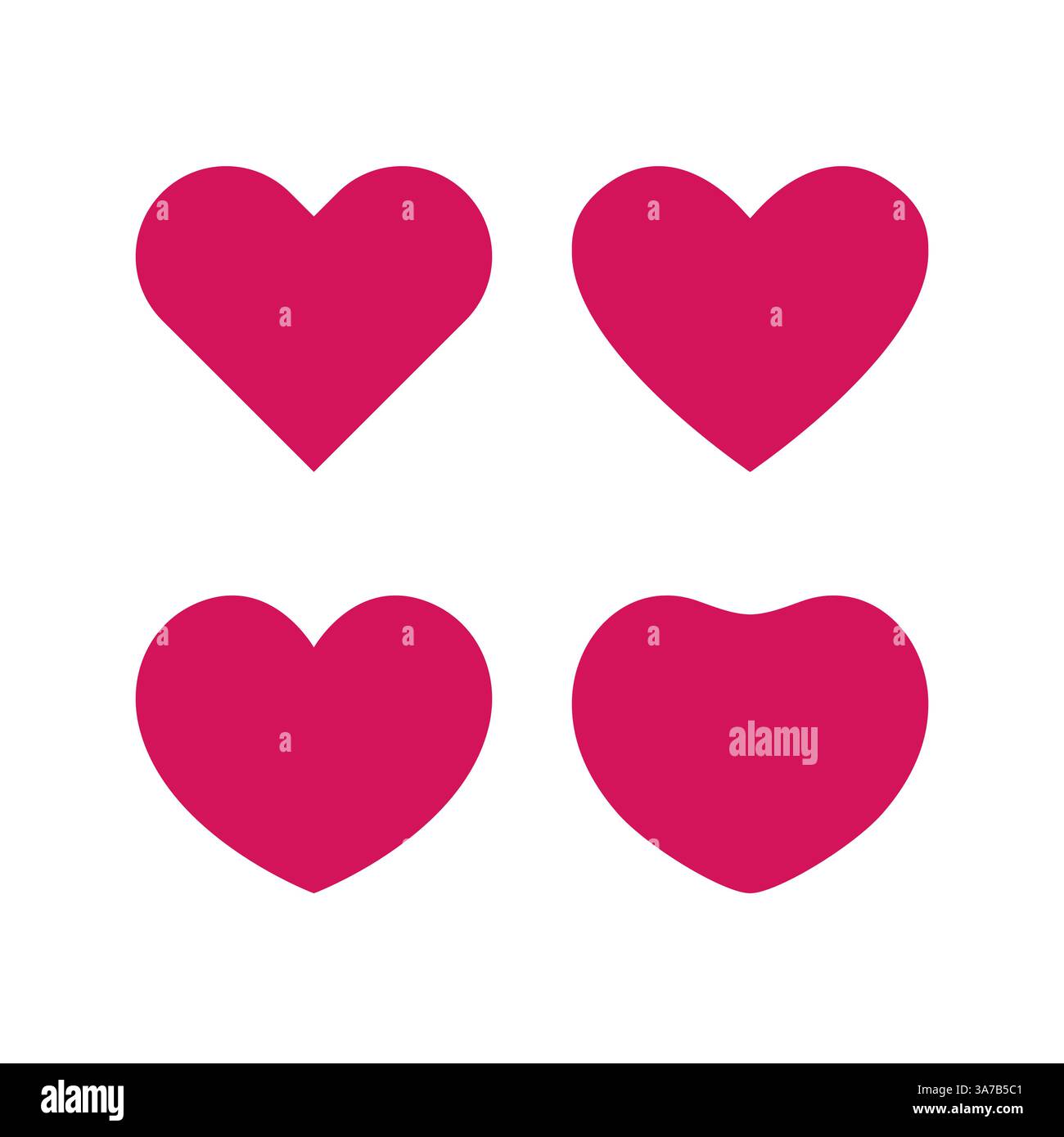 Set of flat hearts, creative shaped symbols. Clip art collection ...