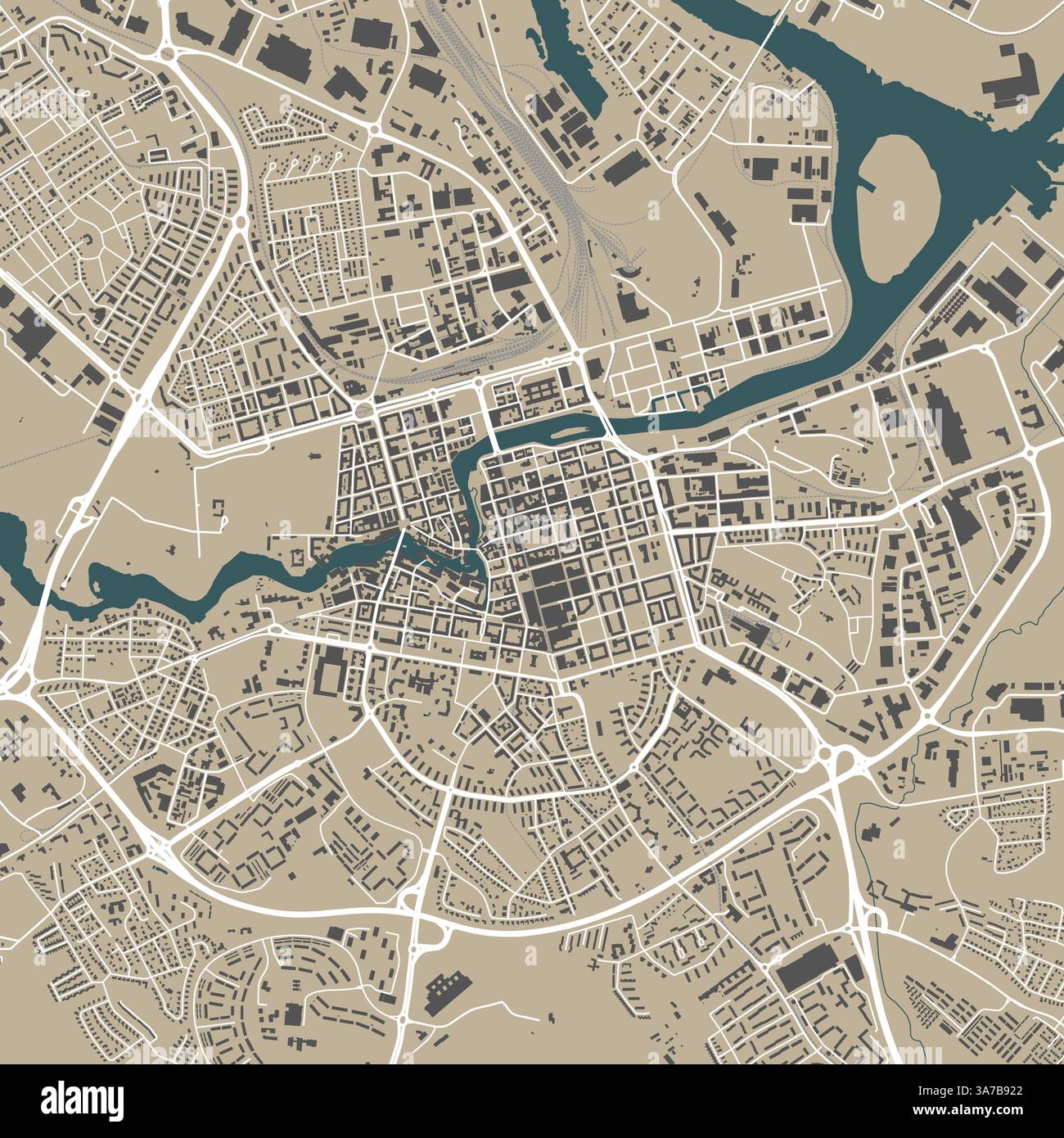 Norrkoping map, Sweden. Vector city streetmap, municipality area Stock ...