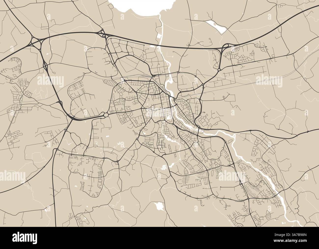 Map of Orebro, Sweden. Detailed city vector map, metropolitan area ...