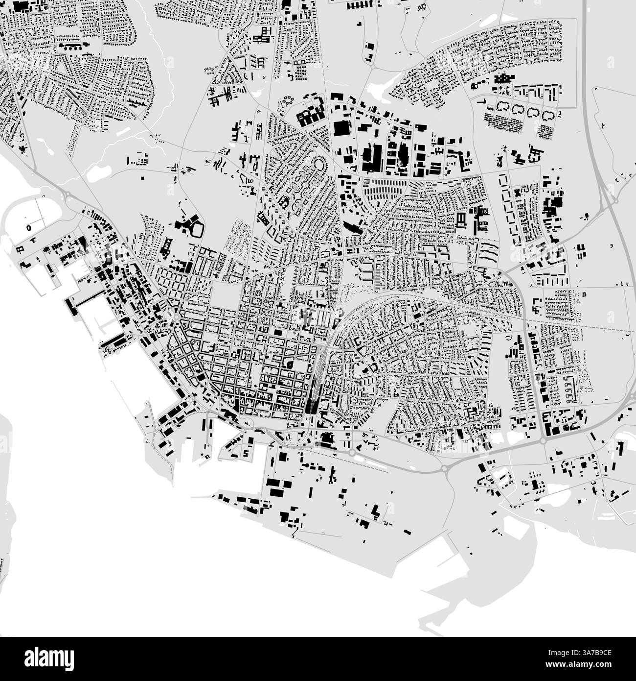 Map of Esbjerg, Denmark. Detailed city vector map, municipality area ...