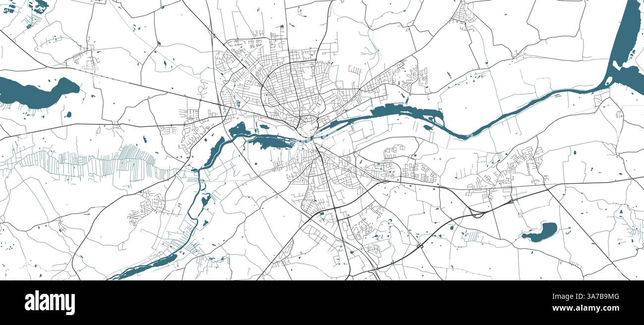 Map of Randers, Denmark. Detailed city vector map, metropolitan area ...