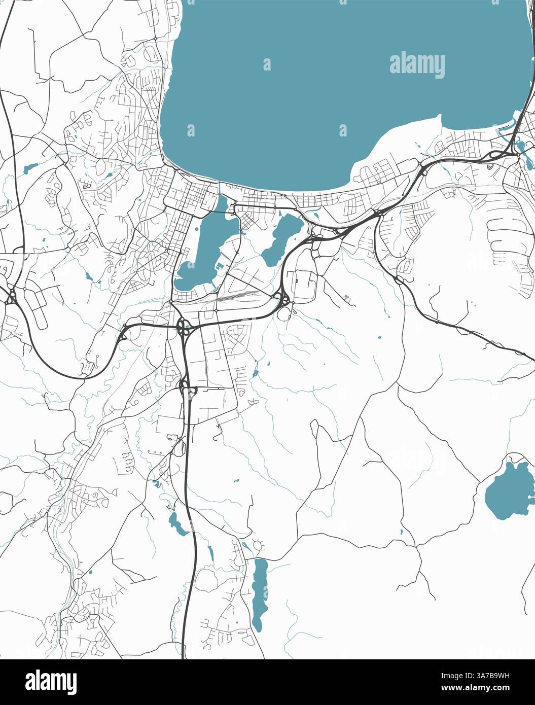 Map of Jonkoping, Sweden. Detailed city vector map, metropolitan area ...