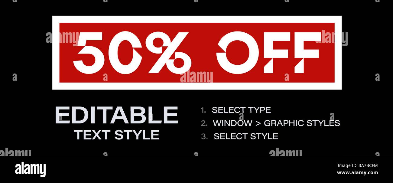 Editable text effect with 50 percent off. Graphic style for Adobe ...
