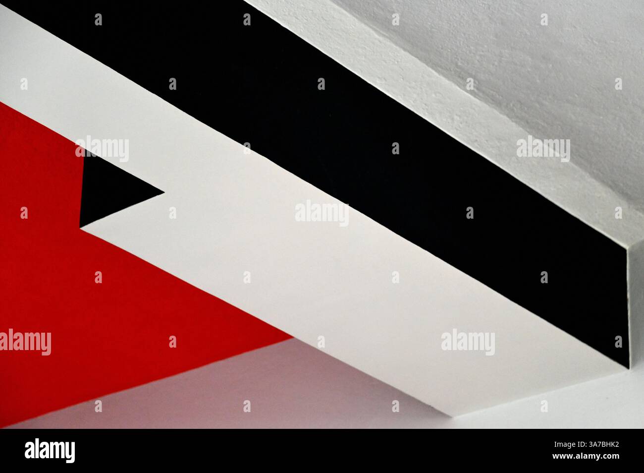 Black and red painted ceiling in the Bauhaus building, Dessau, Saxony ...