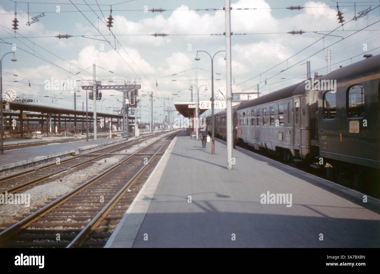 A quiet moment at Amiens railway station in France during the 1960s ...