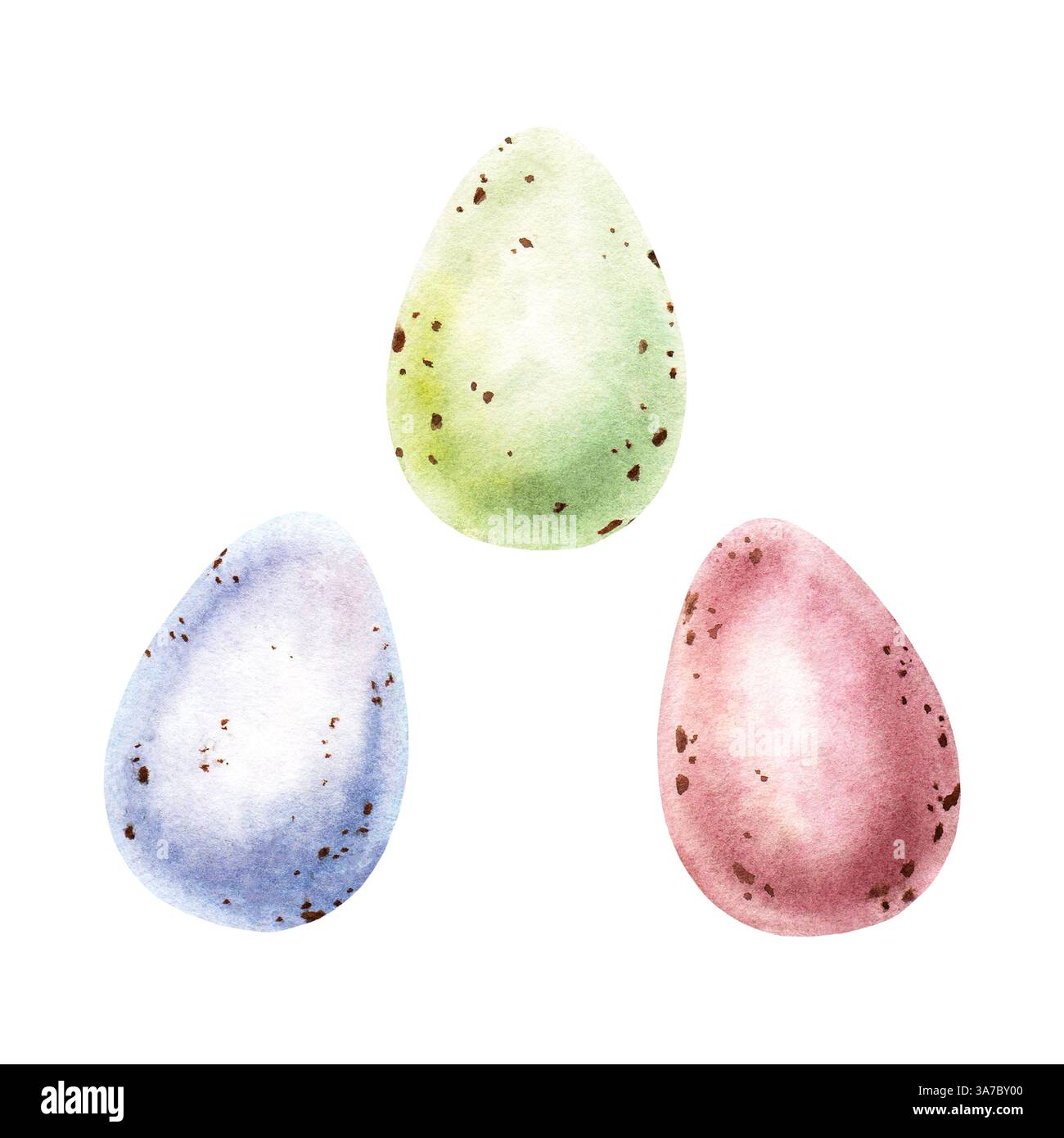 A set of decorated, coloured, spotted Easter eggs, symbol of fertility ...