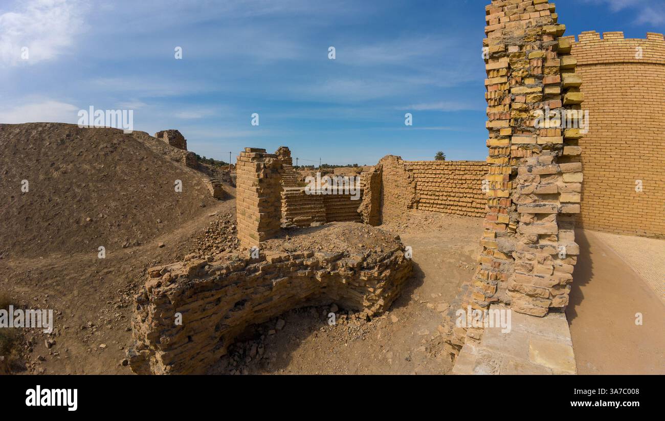 Ancient brick ruins under a clear blue sky, showcasing historical ...