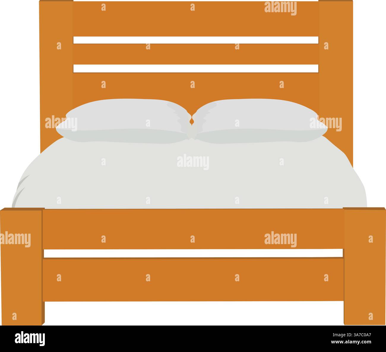 Wooden bed Illustration front viewDouble bed front view isolated on ...