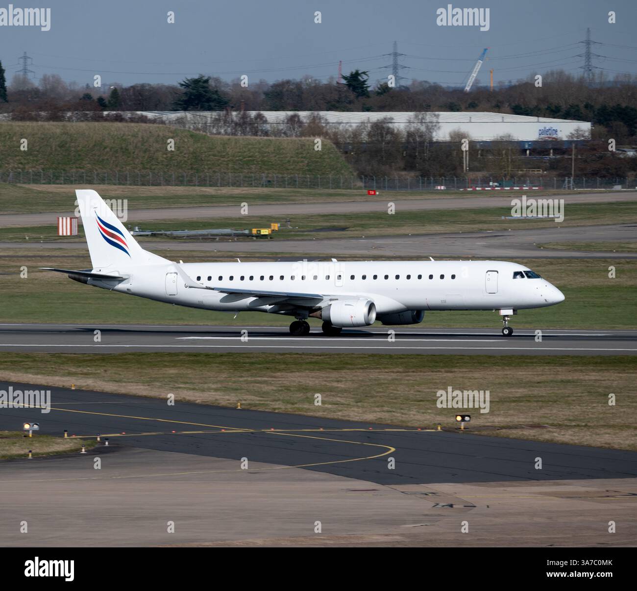 Eastern Airways Embraer ERJ-190STD taking off at Birmingham Airport, UK ...