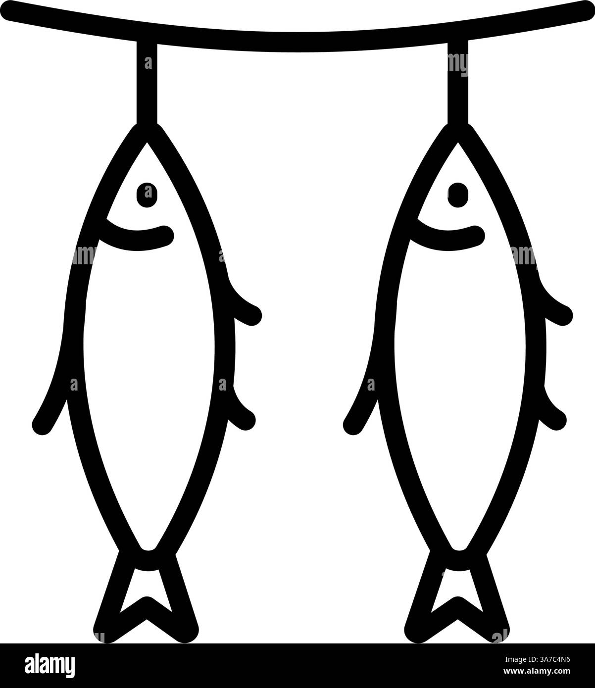 Dried salted fish icon. Catch seafood symbol. Vector logo sign ...