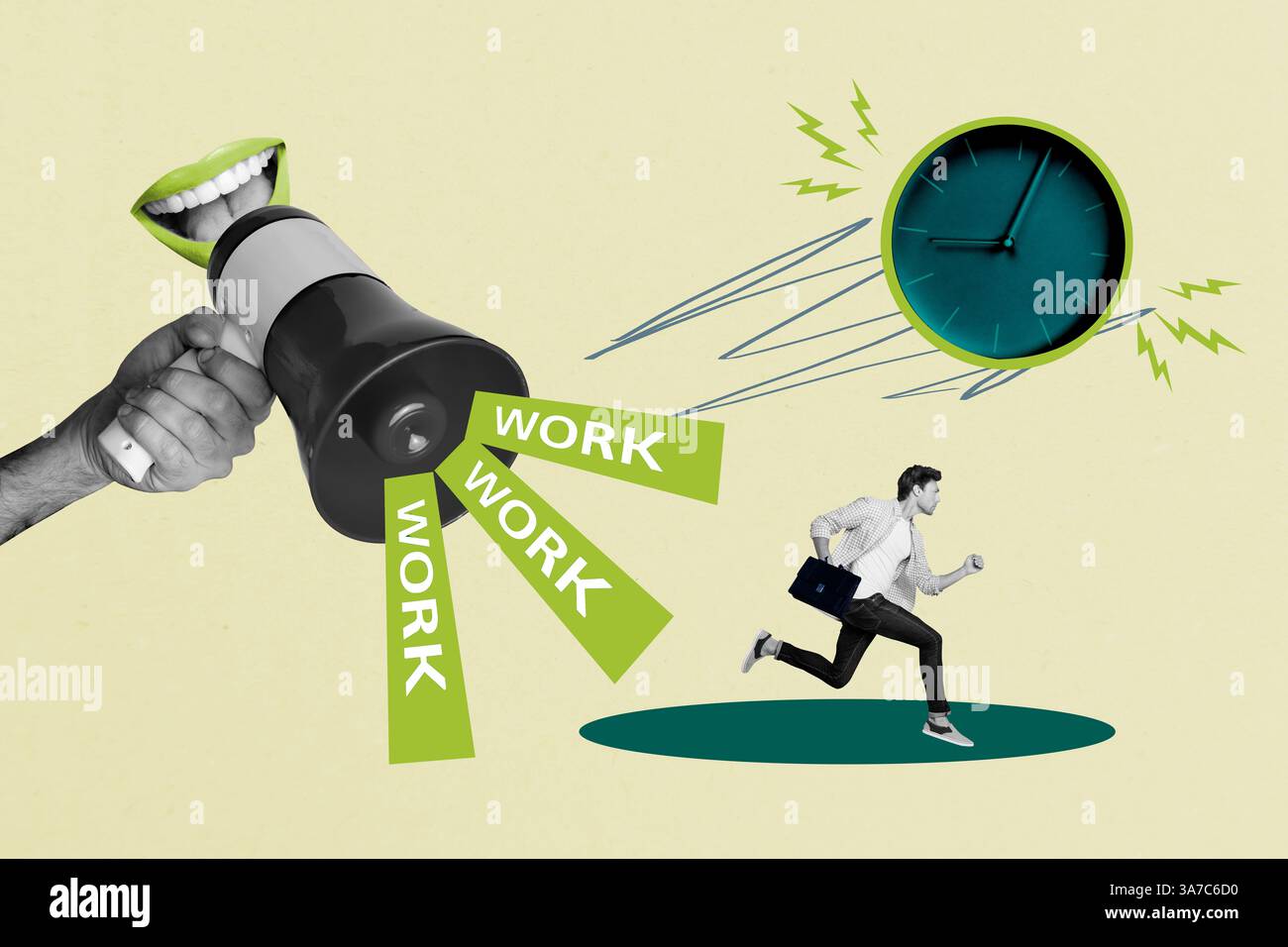 3d sketch poster trend collage image of serious businessman run work ...