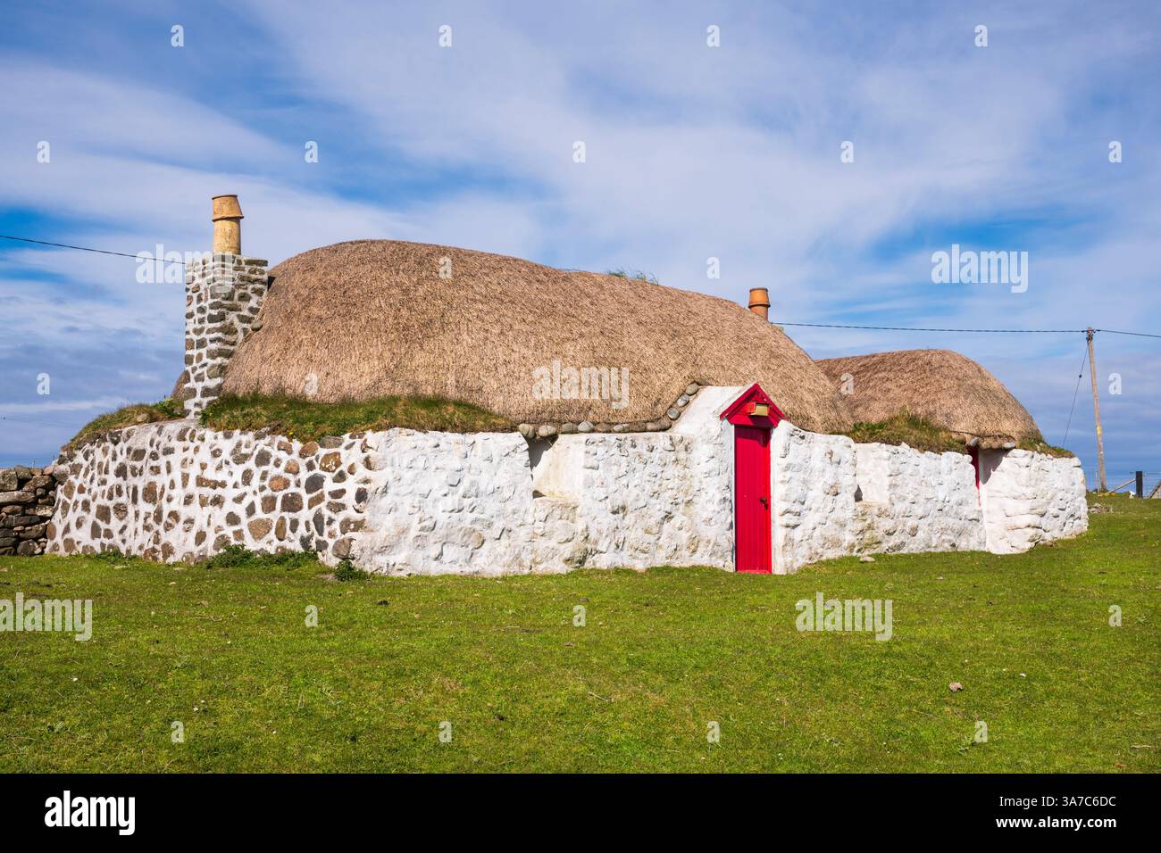 Traditional hebridean cottage, Isle of Tiree, Inner Hebrides, Scotland ...