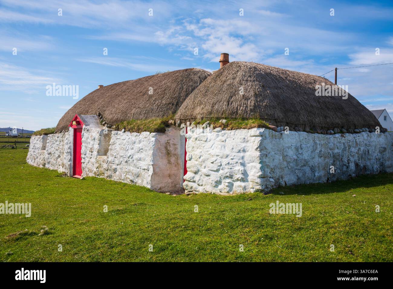 Traditional hebridean cottage, Isle of Tiree, Inner Hebrides, Scotland ...