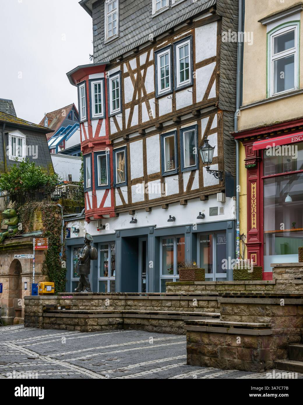 Beautiful old architecture in the old town of Marburg Stock Photo - Alamy