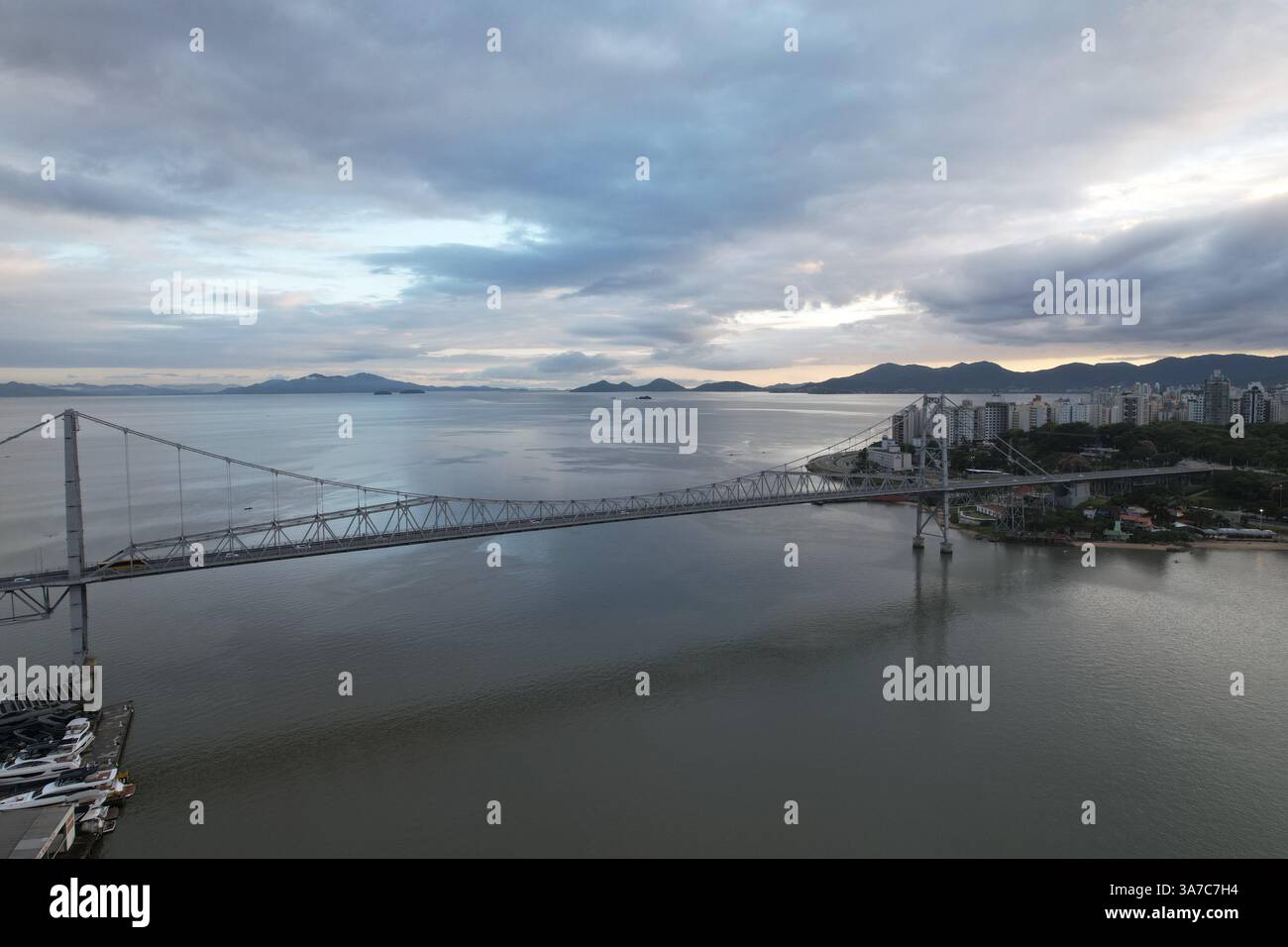 Aerial view of Ponte Hercilio Luz in Florianopolis, Santa Catarina ...