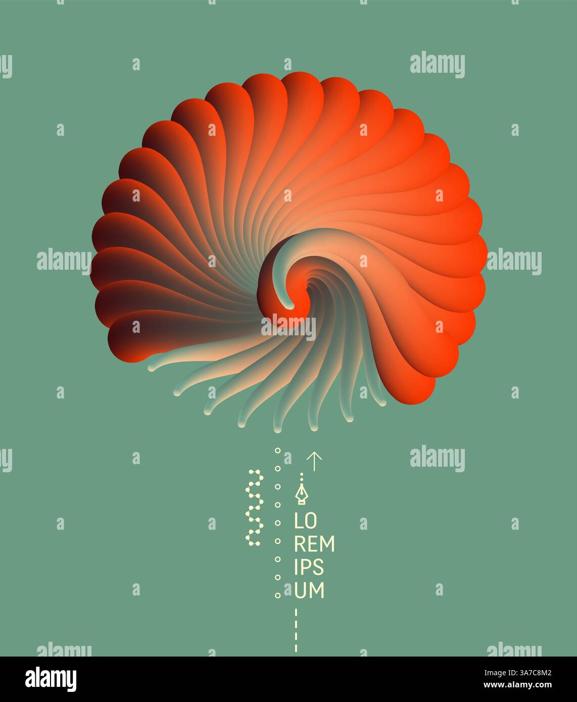 Nautilus shell. Abstract design element. Spiral, rotation and swirling movement. Cover design ...