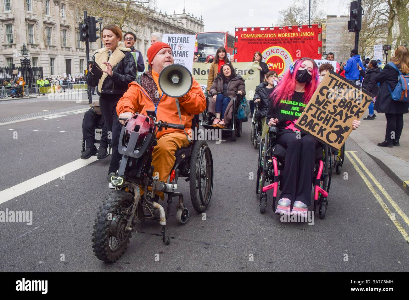 London, UK. 26th March 2025. Protesters march in Westminster against ...