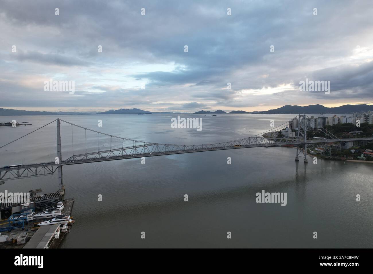 Aerial view of Ponte Hercilio Luz in Florianopolis, Santa Catarina ...