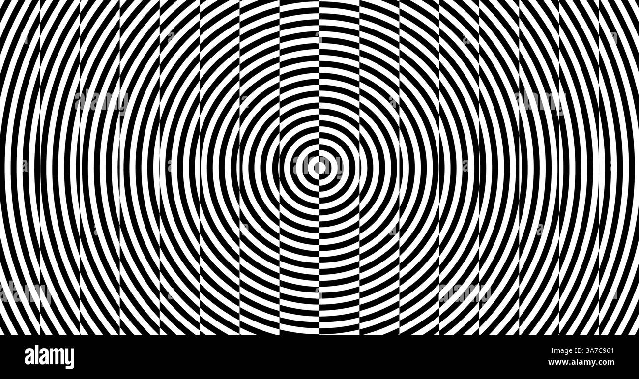 3D wavy background with ripple effect. Black and white pattern. Optical ...