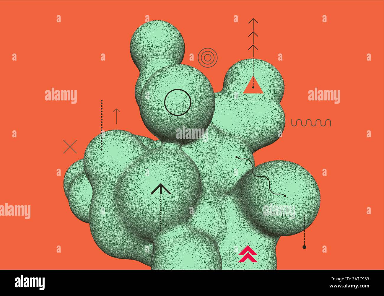 Abstract background with flowing liquid form. 3D liquid amorphous ...