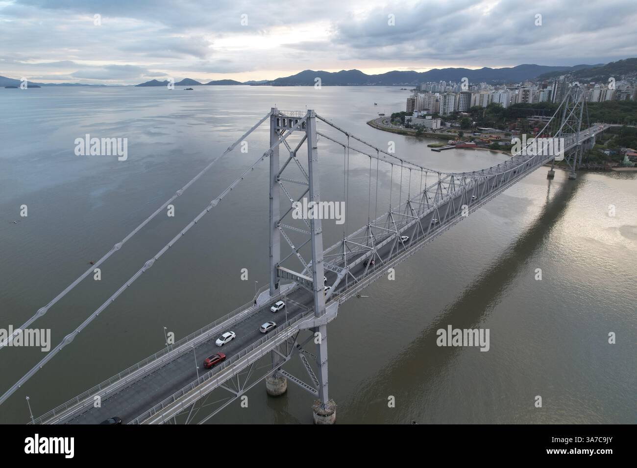 Aerial view of Ponte Hercilio Luz in Florianopolis, Santa Catarina ...