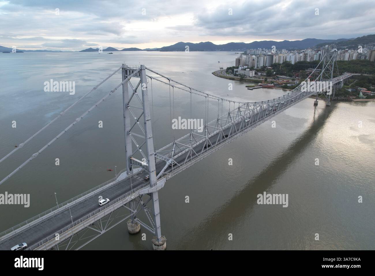 Aerial view of Ponte Hercilio Luz in Florianopolis, Santa Catarina ...