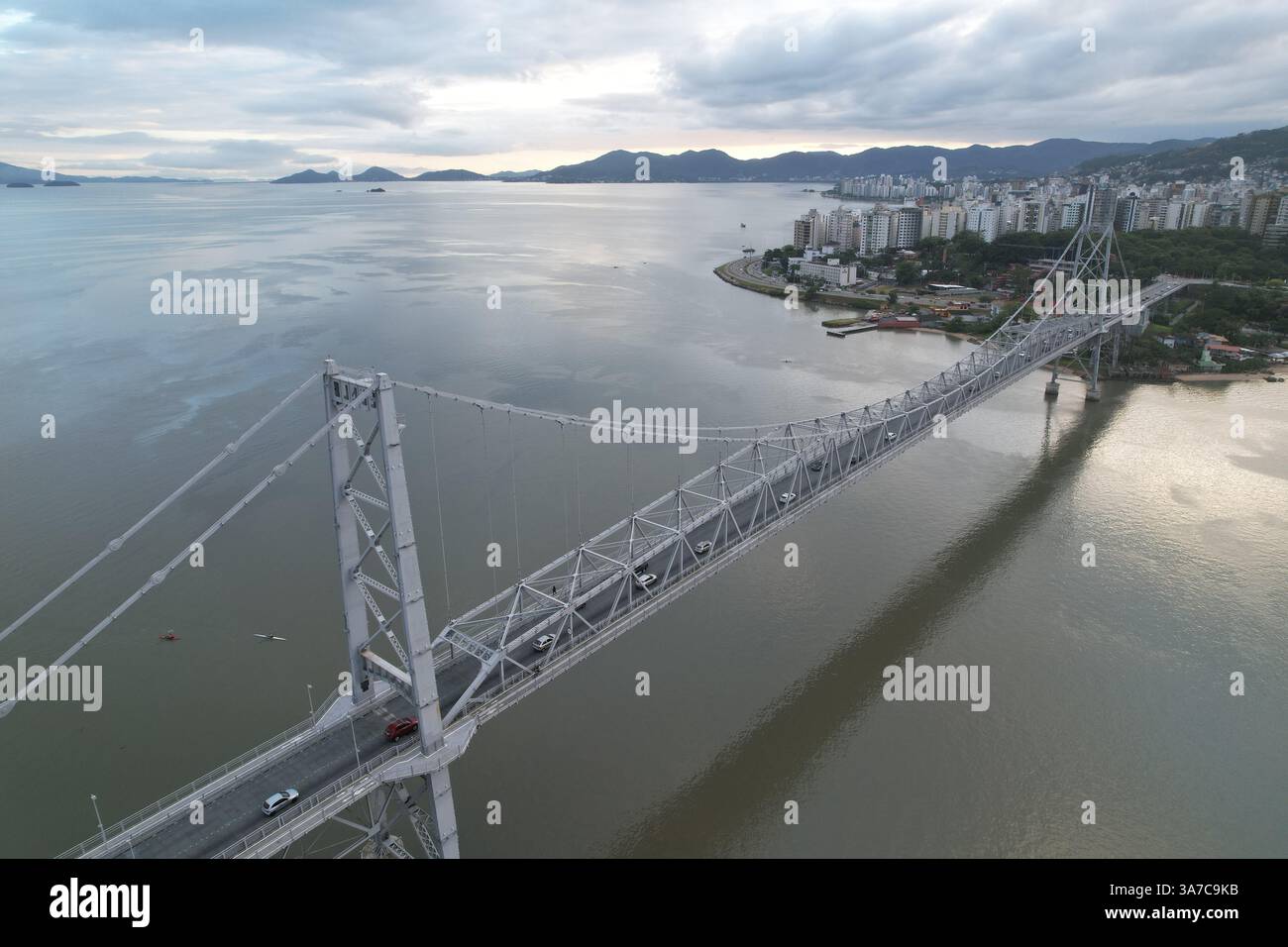 Aerial view of Ponte Hercilio Luz in Florianopolis, Santa Catarina ...