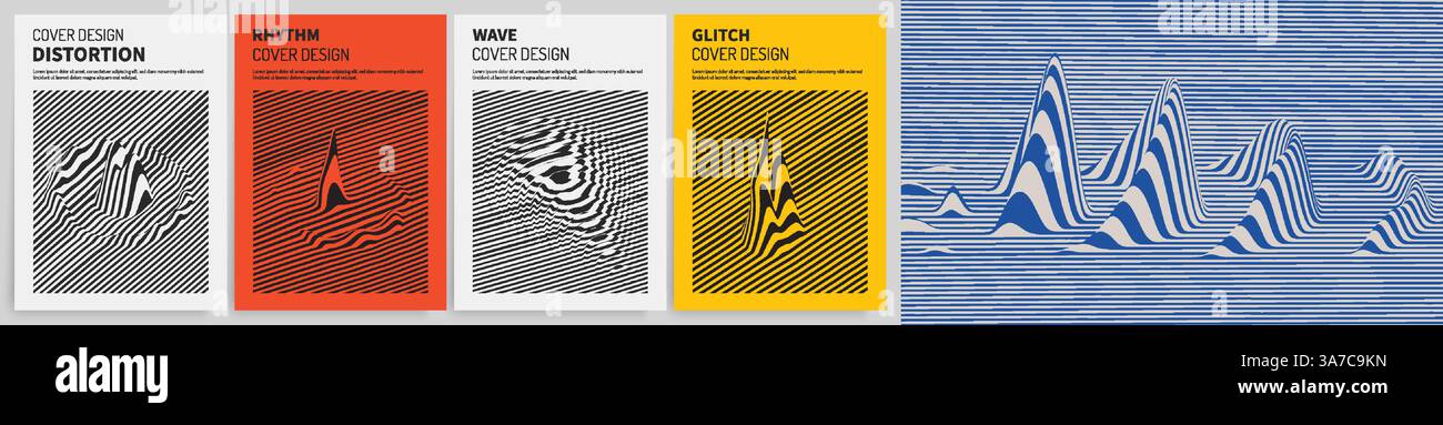 Glitch abstract background. Distortion effect, bug and error. Optical art. Cover design template ...