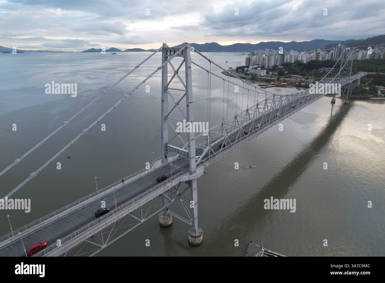 Aerial view of Ponte Hercilio Luz in Florianopolis, Santa Catarina ...