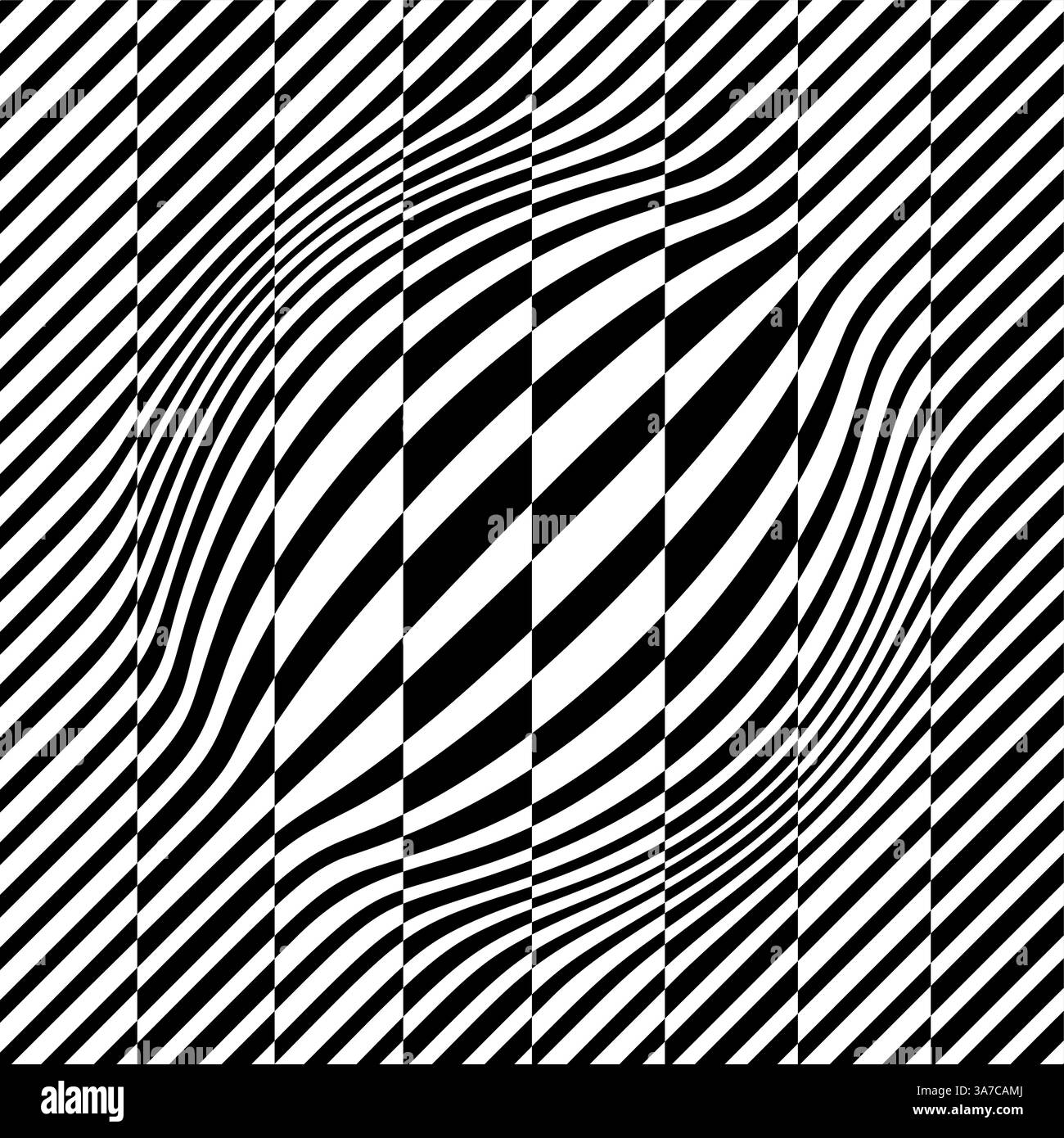 Black and white image with a spherical bulge. Optical illusion dynamic ...